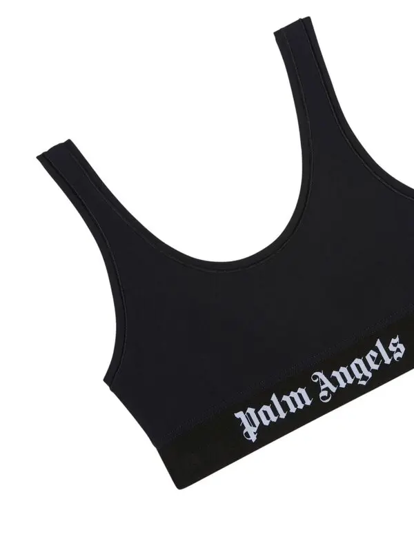 Palm Angels Logo Print Sports Bra - Black
