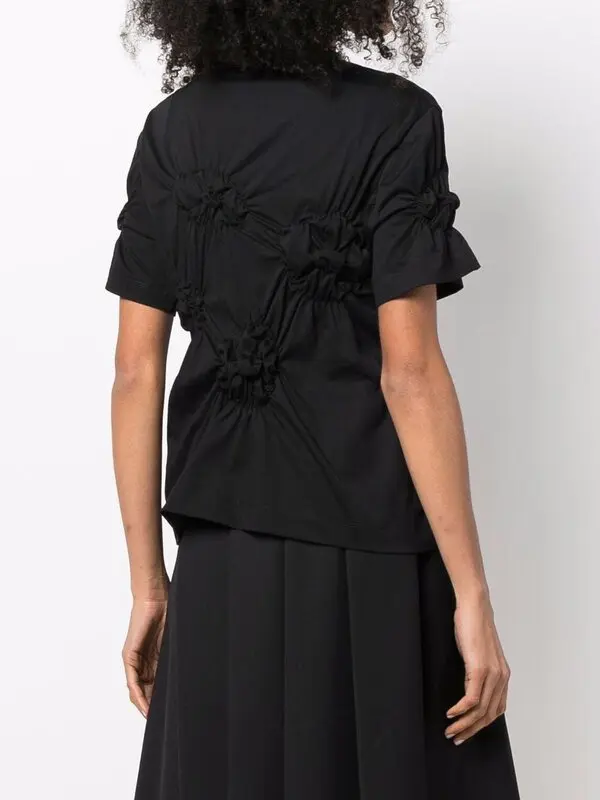 Simone Rocha Multi Ruched-Flower Detailed T-Shirt In Black - 50