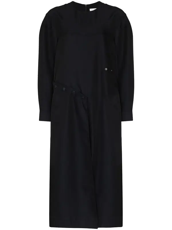 Tibi Fabienne Ecoupe Asymmetric Flap Snap Dress In Blue - 39% Off