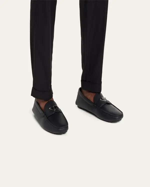 Prada Triangle Logo Leather Drivers