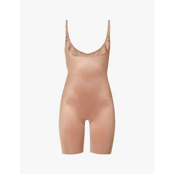 Spanx Shape™ Invisible Open-bust Mid-thigh Bodysuit - Cafe Au Lait