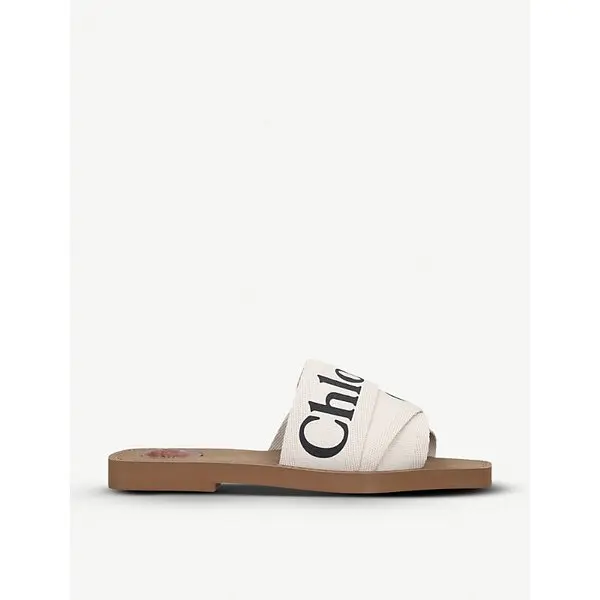 Chloé Woody Logo-print Canvas Sandals - White