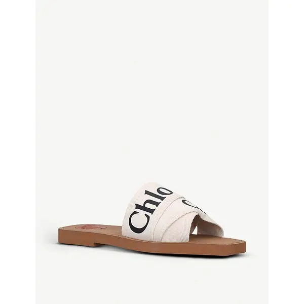 Chloé Woody Logo-print Canvas Sandals - White
