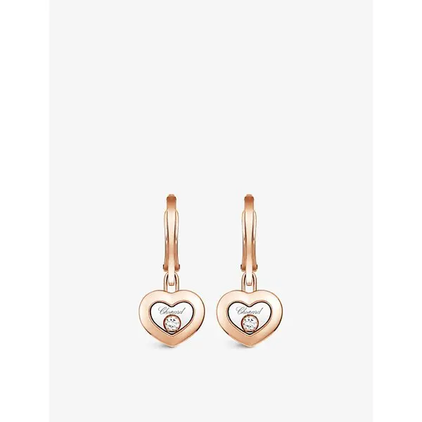 Chopard Happy Diamonds 18ct Rose-gold And 0.10ct Diamond Earrings - Rose Gold