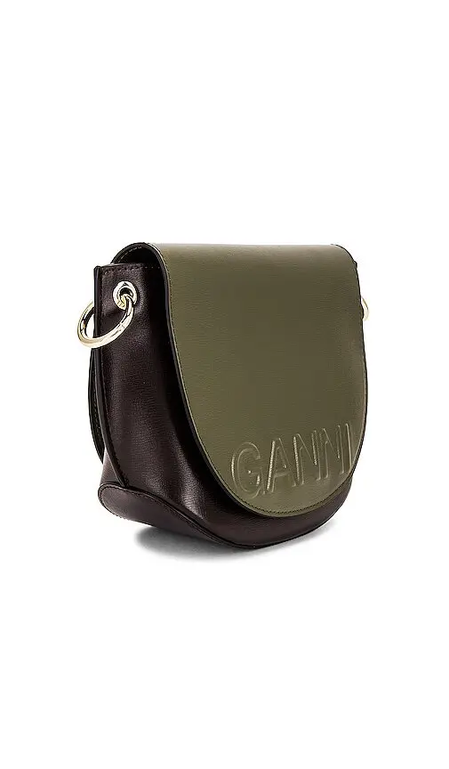 GANNI Banner Saddle Bag In Olive