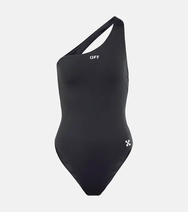 Off-White Logo One-shoulder Swimsuit - Black