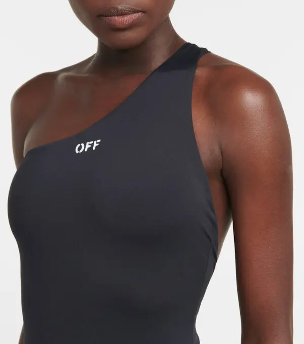Off-White One-shoulder Swimsuit With Logo Detail