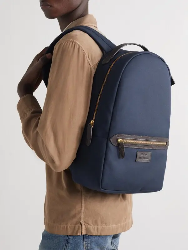 Ralph Lauren Leather-trimmed Cotton-canvas Backpack