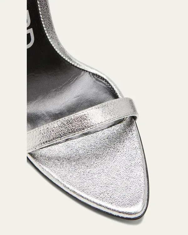 TOM FORD Padlock Metallic Stiletto Sandals - Silver
