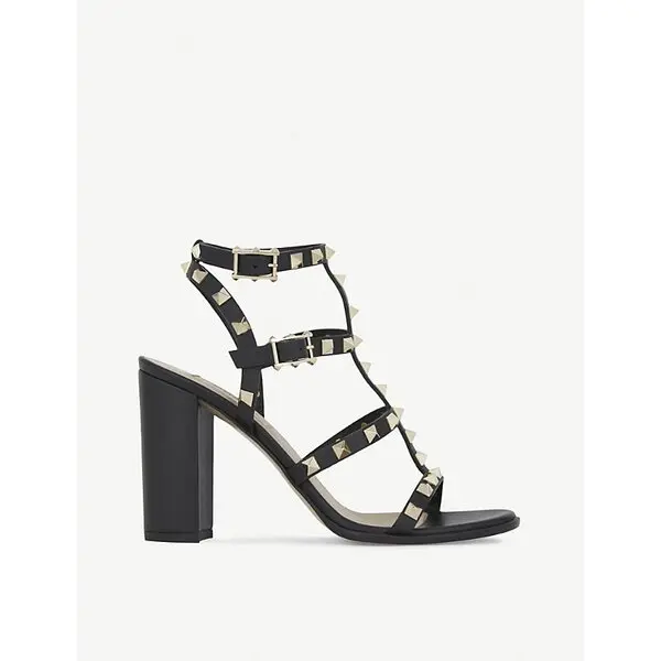 Valentino Garavani Rockstud 90 Leather Heeled Sandals - Black