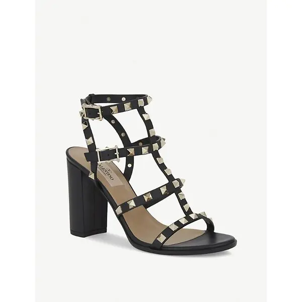 Valentino Garavani Rockstud 90 Leather Heeled Sandals - Black