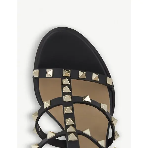 Valentino Garavani Rockstud 90 Leather Heeled Sandals - Black
