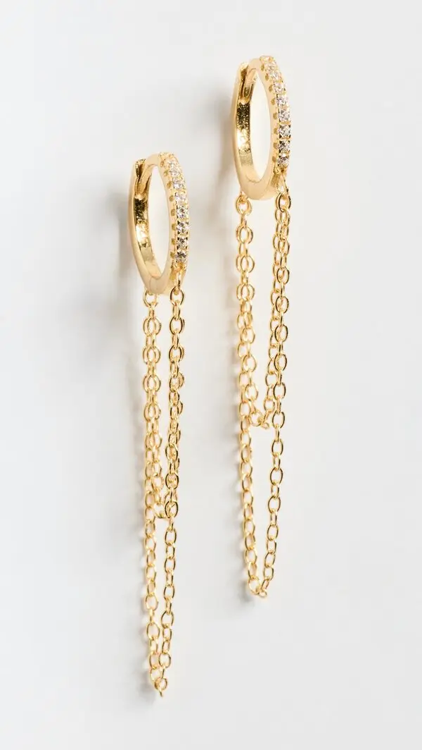Shashi Pave Chain Huggie Earrings