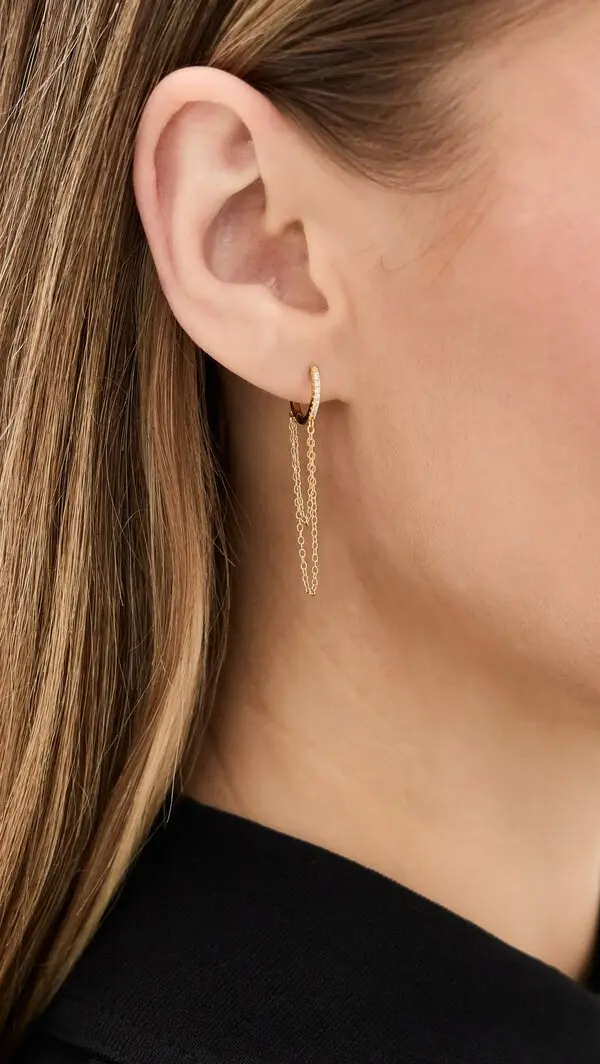 Shashi Pave Chain Huggie Earrings