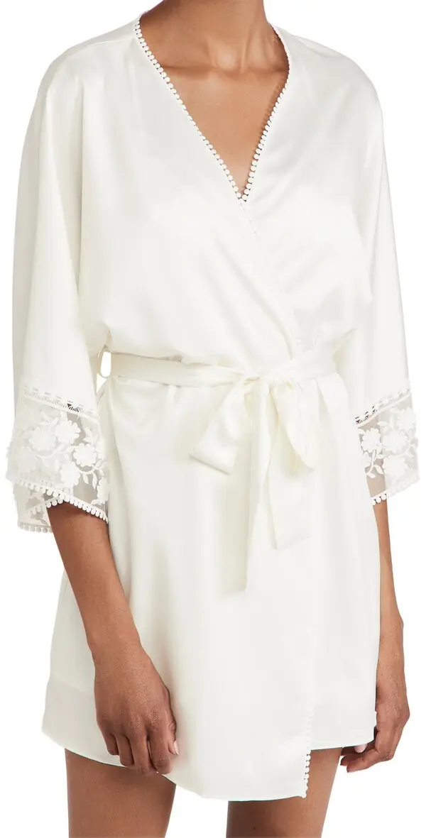 Flora Nikrooz Kylie Charmeuse Wrap With Lace - Ivory