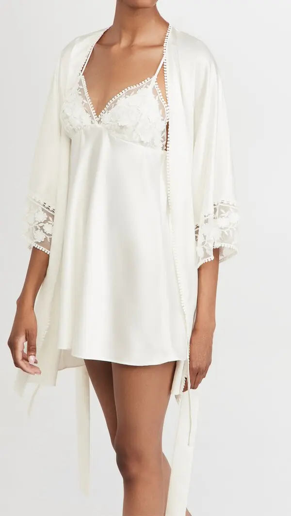 Flora Nikrooz Kylie Charmeuse Wrap With Lace - Ivory