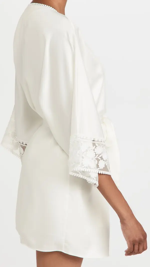 Flora Nikrooz Kylie Charmeuse Wrap With Lace - Ivory