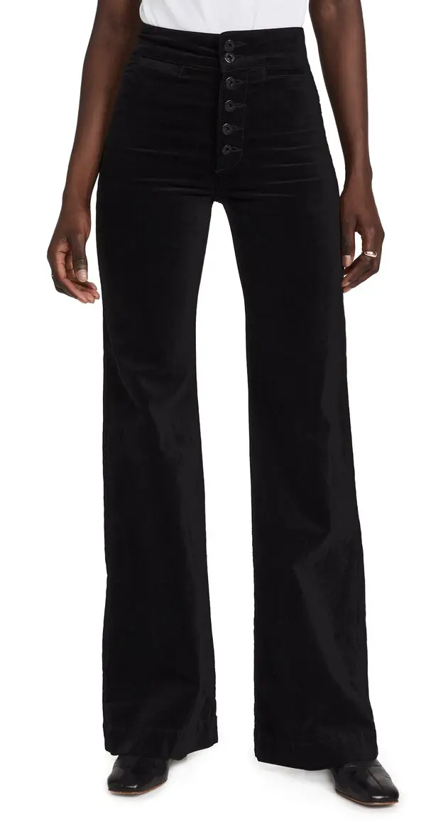 ASKK NY Brighton Velvet Wide Leg Pants - Black Velvet
