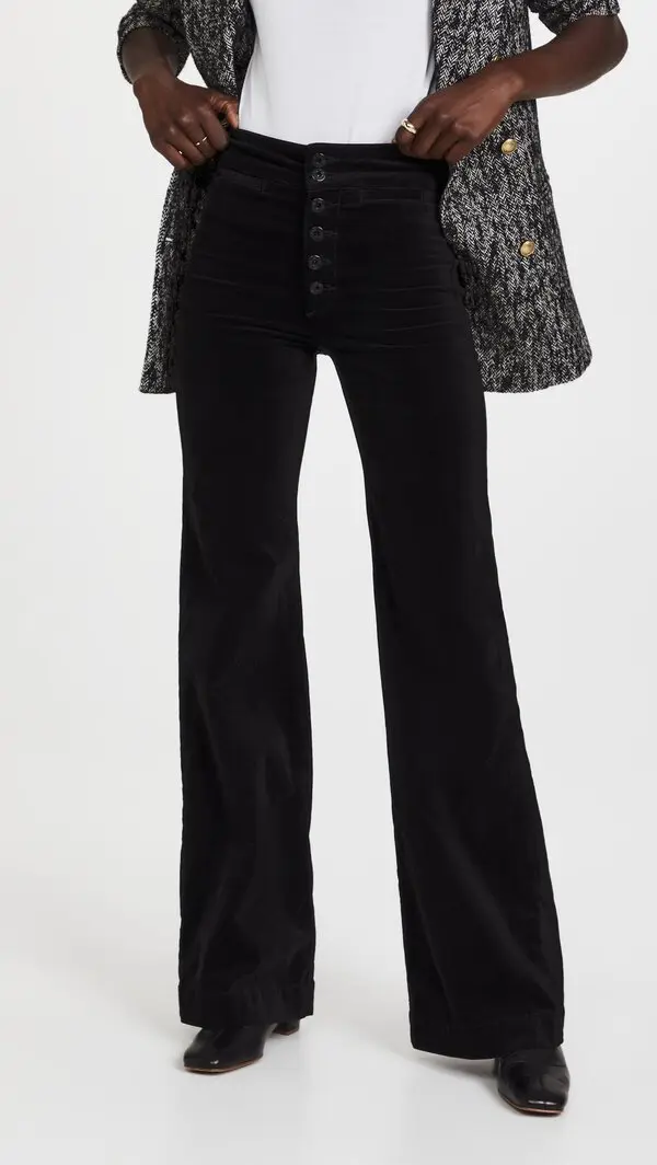 ASKK NY Brighton Velvet Wide Leg Pants - Black Velvet