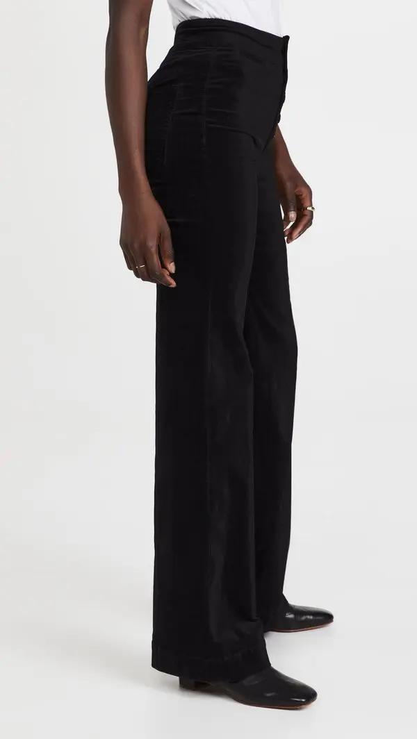 ASKK NY Brighton Velvet Wide Leg Pants - Black Velvet