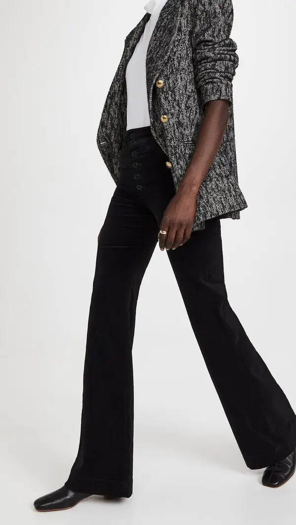 ASKK NY Brighton Velvet Wide Leg Pants - Black Velvet