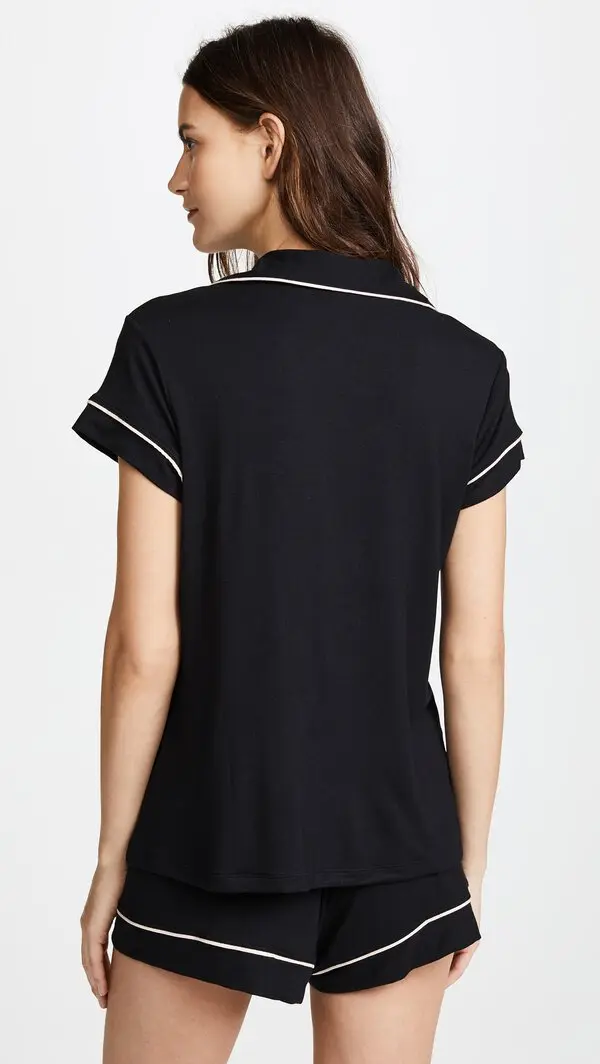 Eberjey Gisele Shortie Pajama Set - Black/sorbet Pink