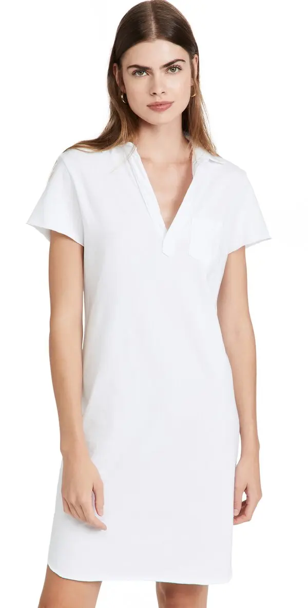 Frank & Eileen Short Sleeve Polo Dress - White