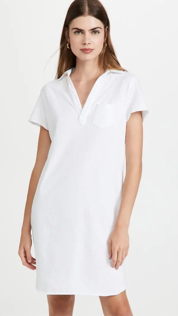 Frank & Eileen Short Sleeve Polo Dress - White