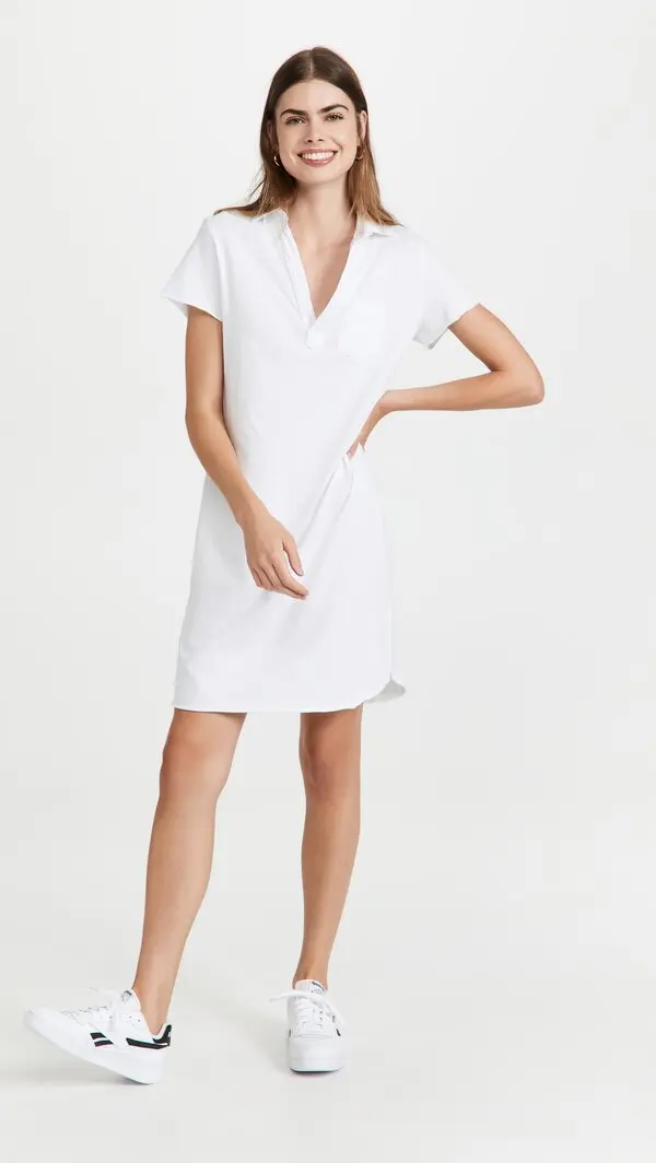Frank & Eileen Short Sleeve Polo Dress - White