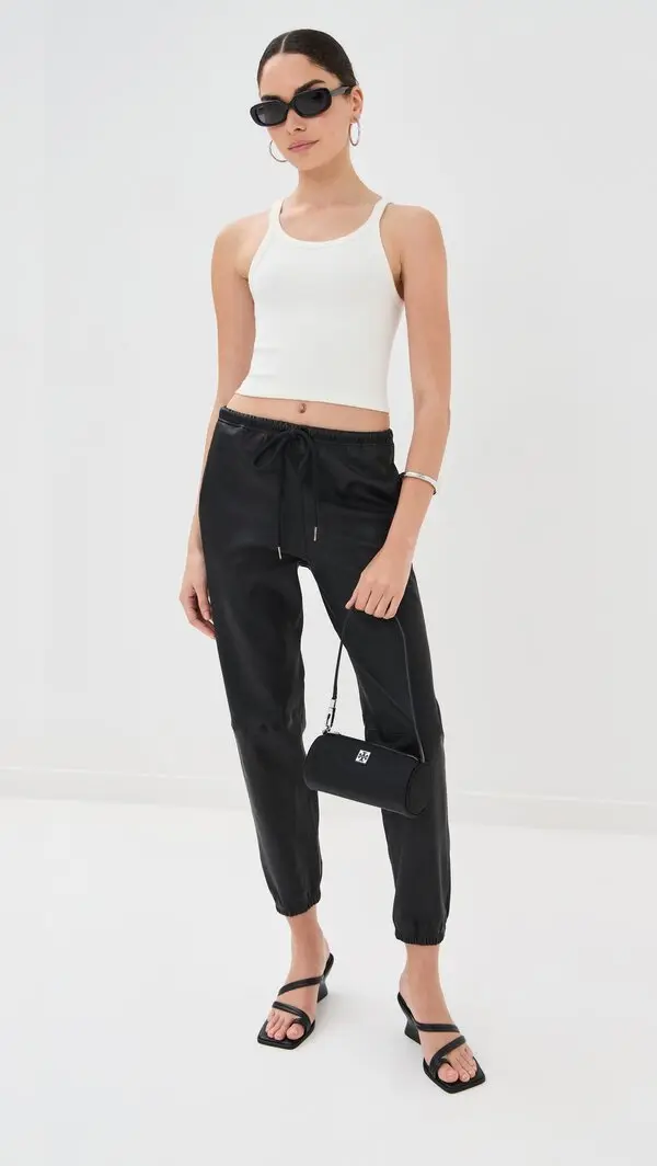 Sprwmn Leather Drawstring Joggers