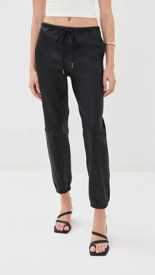 Sprwmn Leather Drawstring Joggers