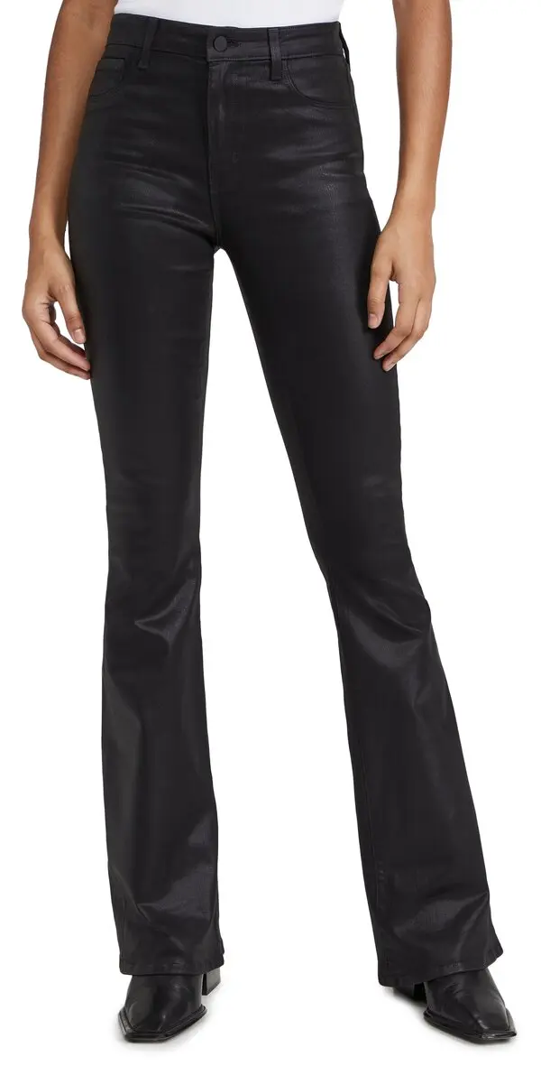 L'Agence Marty Ultra High Rise Flare Jeans - Noir Coated