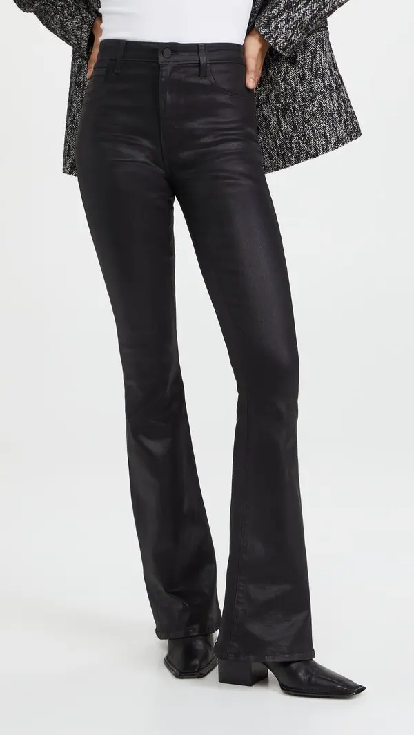 L'Agence Marty Ultra High Rise Flare Jeans - Noir Coated