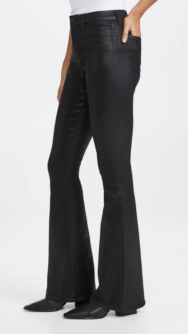 L'Agence Marty Ultra High Rise Flare Jeans - Noir Coated