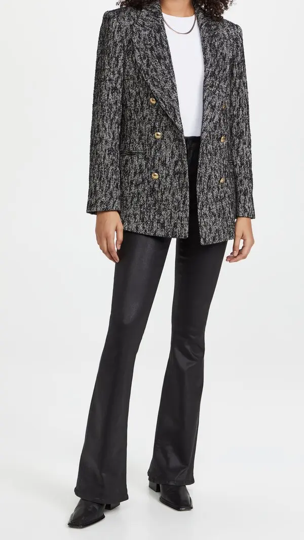 L'Agence Marty Ultra High Rise Flare Jeans - Noir Coated