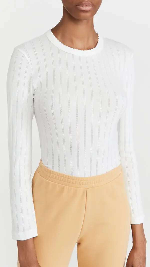 LESET Pointelle Slim Fit Top - White