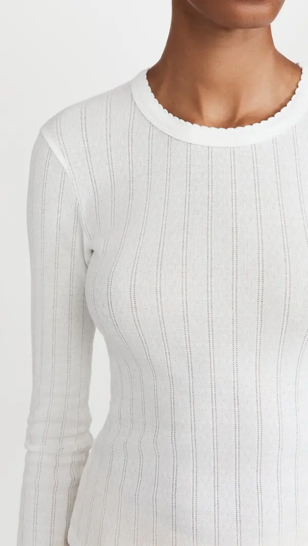 LESET Pointelle Slim Fit Top - White
