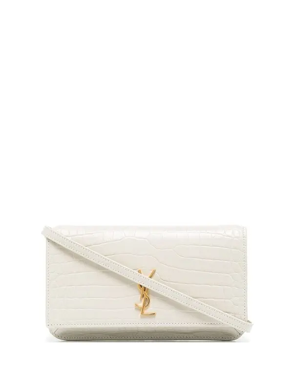 Saint Laurent Monogram Croc-effect Phone Holder