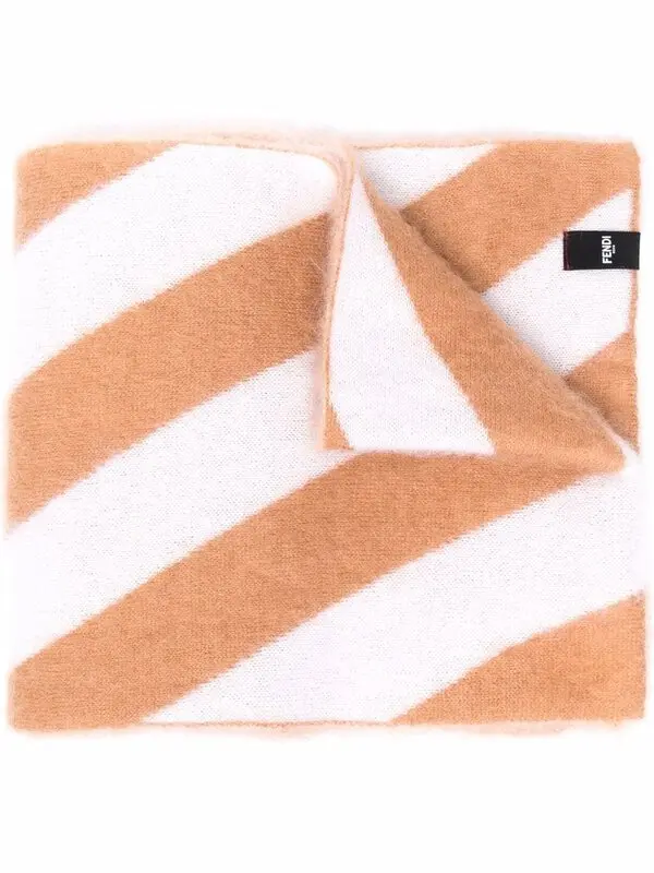 Fendi Striped Mohair-blend Scarf - White