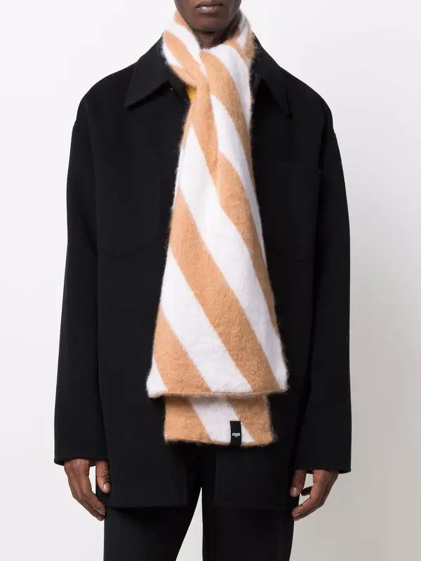 Fendi Striped Mohair-silk Blend Scarf