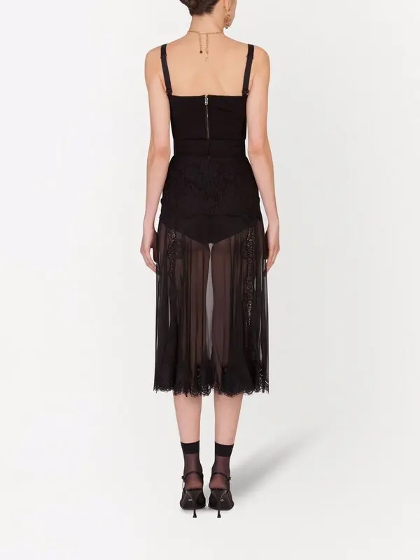 Dolce & Gabbana Chantilly Lace Chiffon Midi Skirt