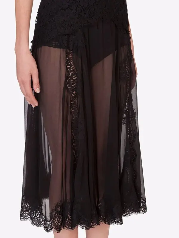 Dolce & Gabbana Chantilly Lace Chiffon Midi Skirt