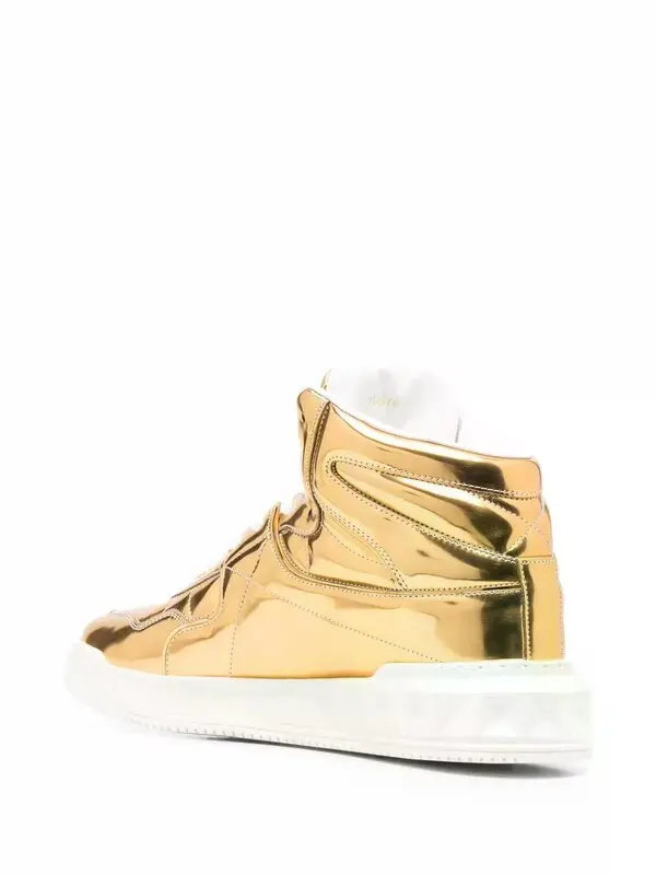 Valentino Garavani Metallic Effect Lace-up Sneakers - Gold