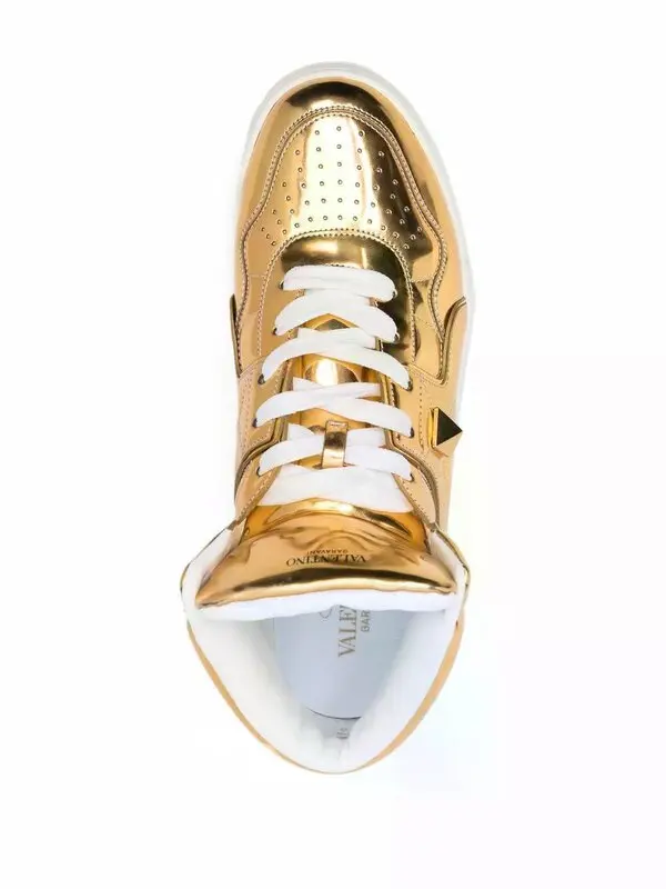 Valentino Garavani Metallic Effect Lace-up Sneakers - Gold
