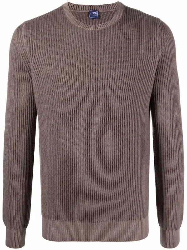 Fedeli Plain Fine-knit Jumper