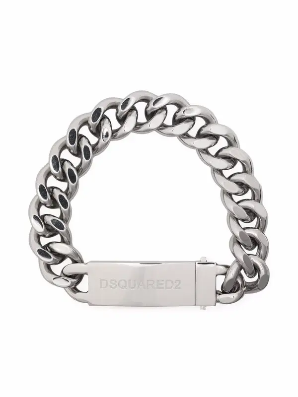 Dsquared2 Logo Plaque Chain-link Bracelet - Silver