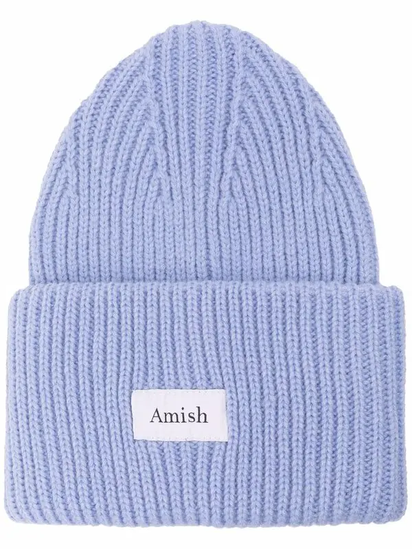 AMISH SUPPLIES Ribbed-knit Logo-patch Beanie - Purple