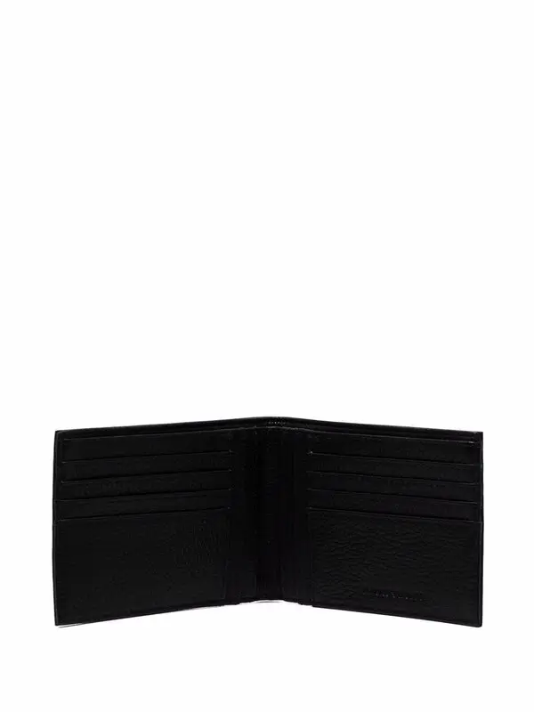 Emporio Armani Folded Leather Wallet And Tag - Black