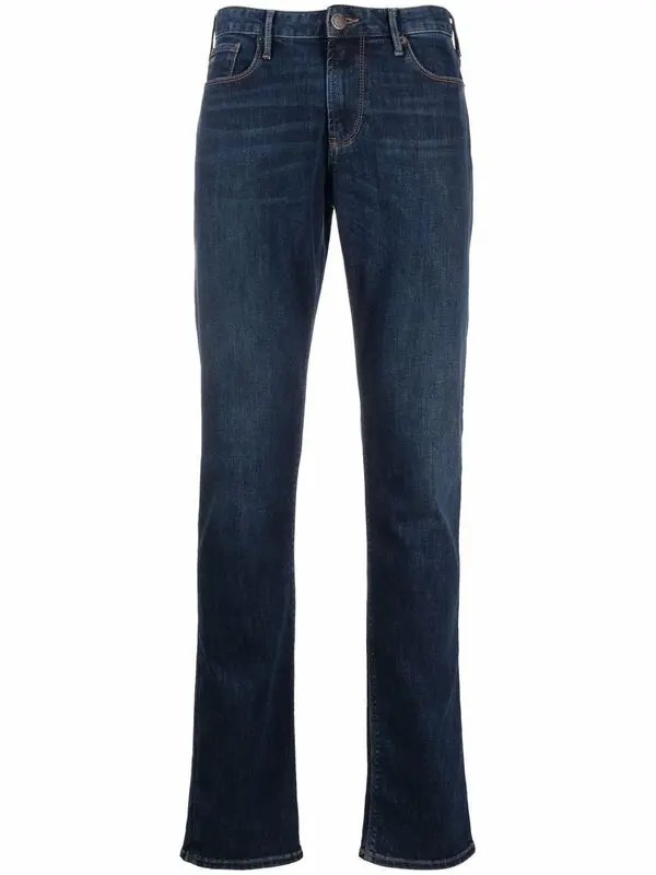 Emporio Armani Mid-rise Straight Leg Jeans - Blue