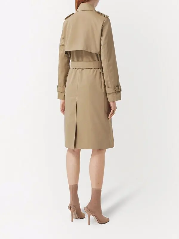 Burberry Check Lapel Trench Coat - Brown